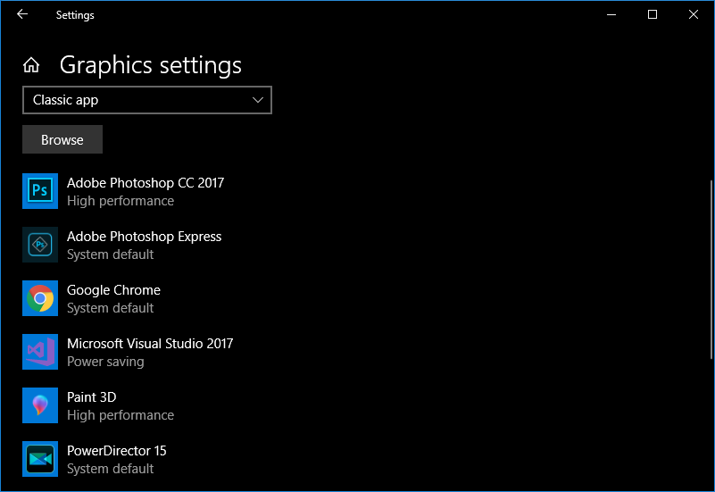 Graphics Settings Windows 10